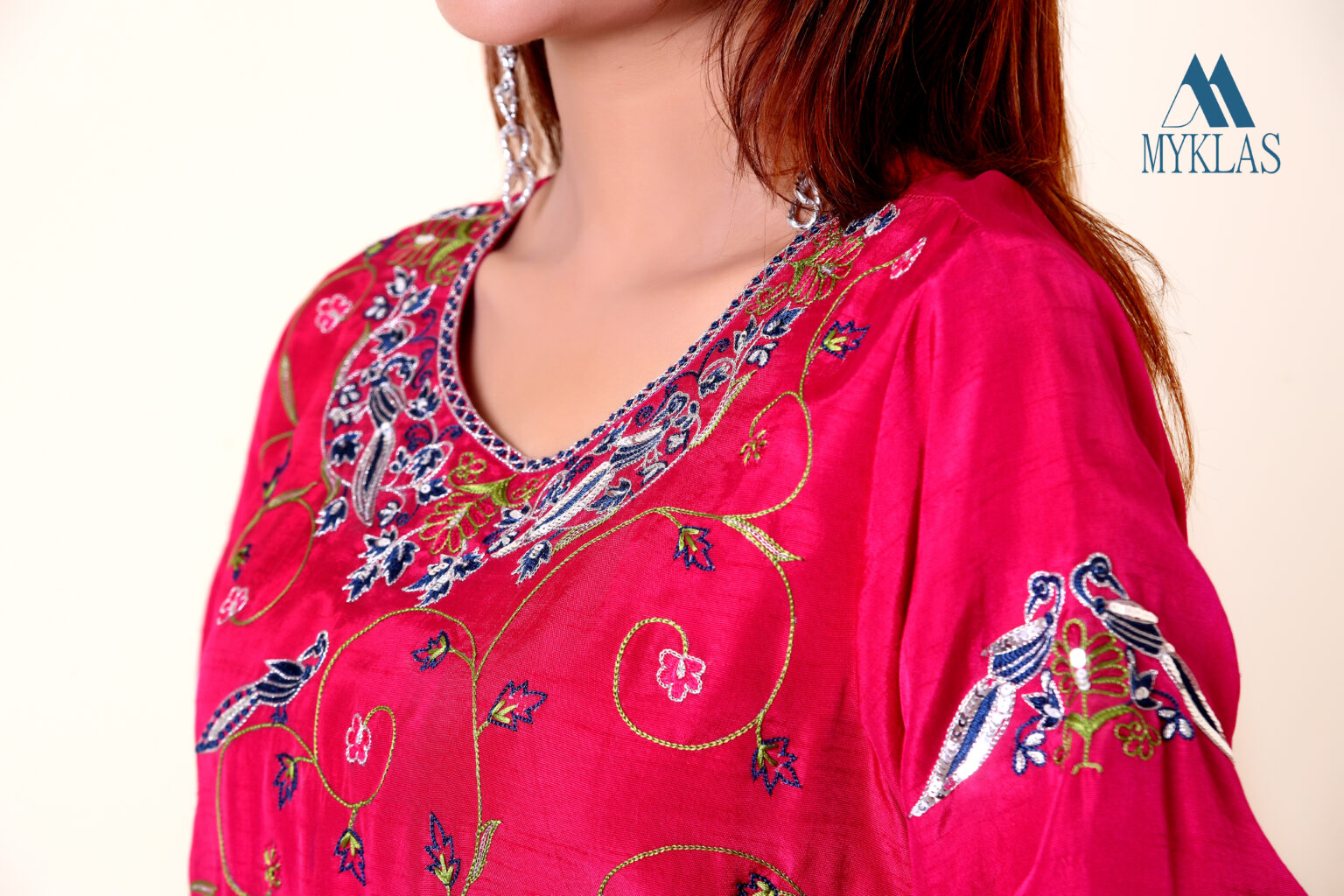 MK -074 3 piece suit with peacock design embroidery all over the kameez ...